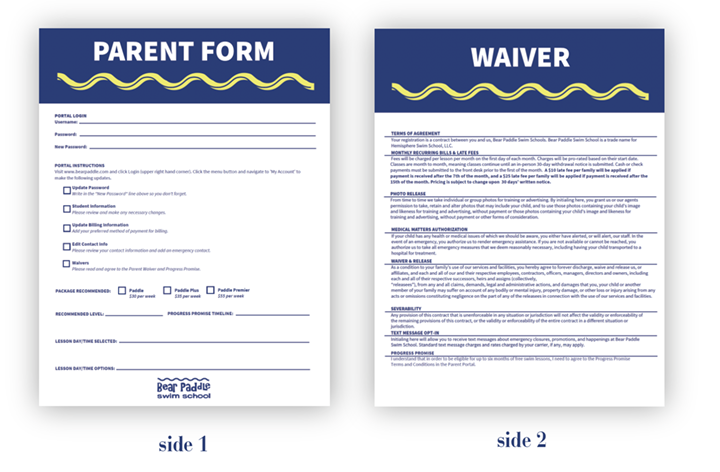 Bear Paddle Order Form | Dunn & Semington Printing Design